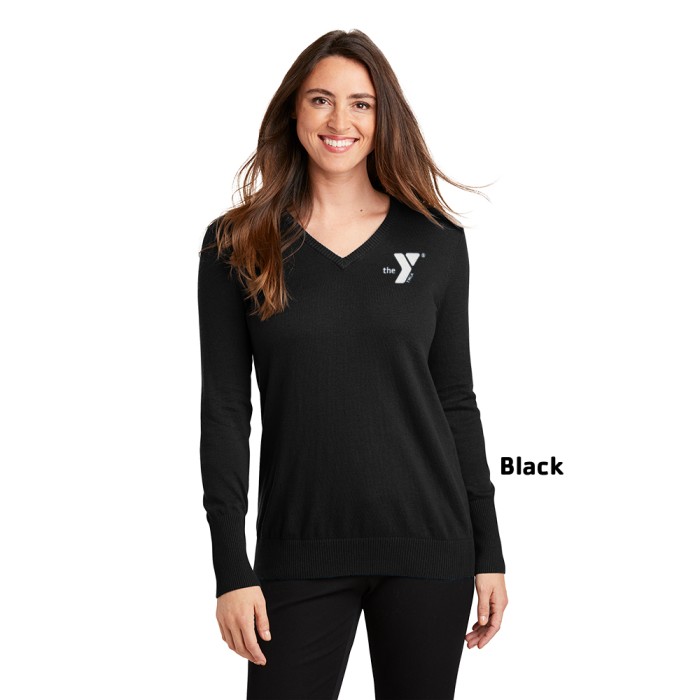 Ladie's V-Neck Sweater - Embroidered